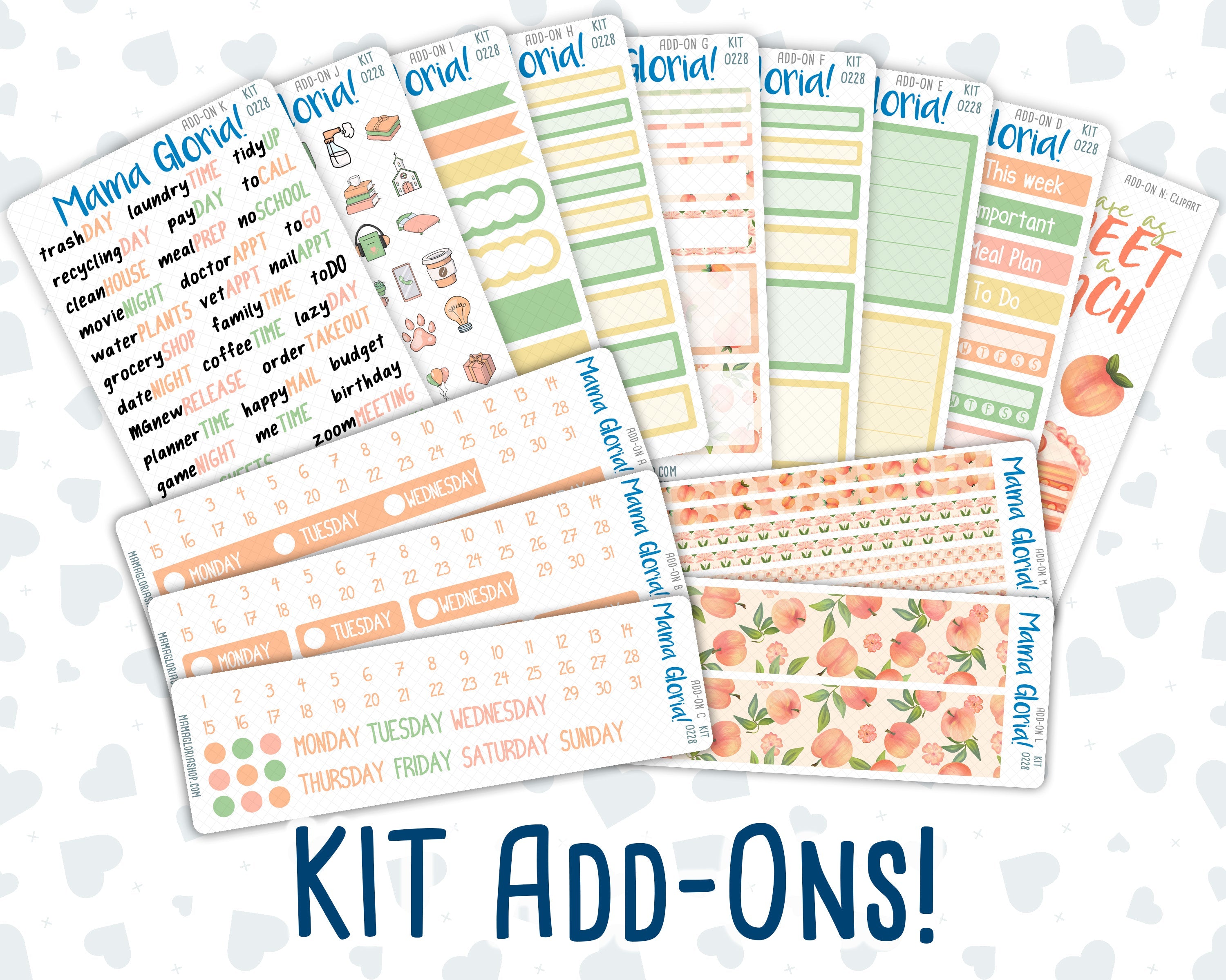 Kit 0228 - Add Ons - August - Just Peachy - Planner Stickers ...