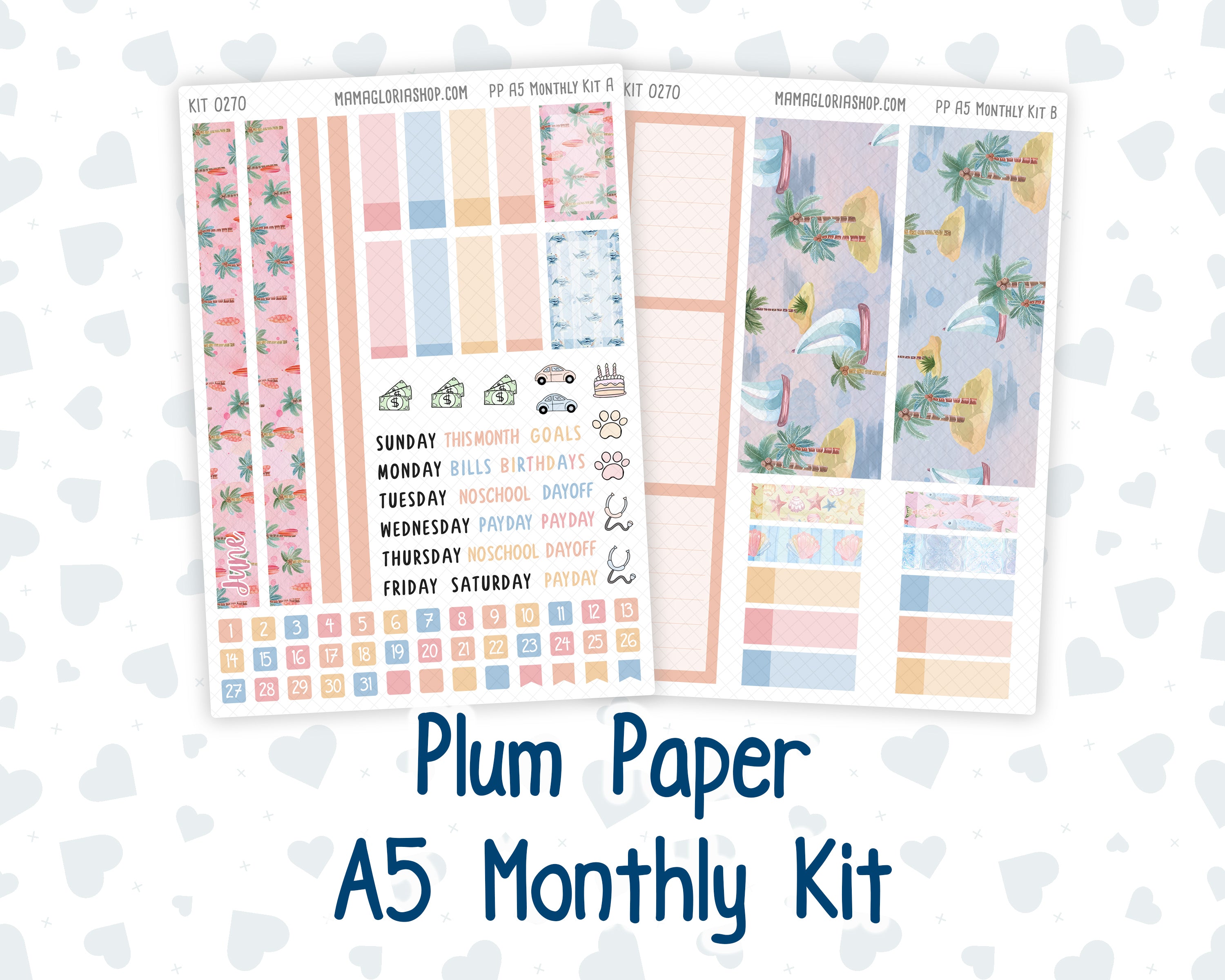 Kit 0270 A5 Plum Paper Monthly Kit June Beachside Bliss