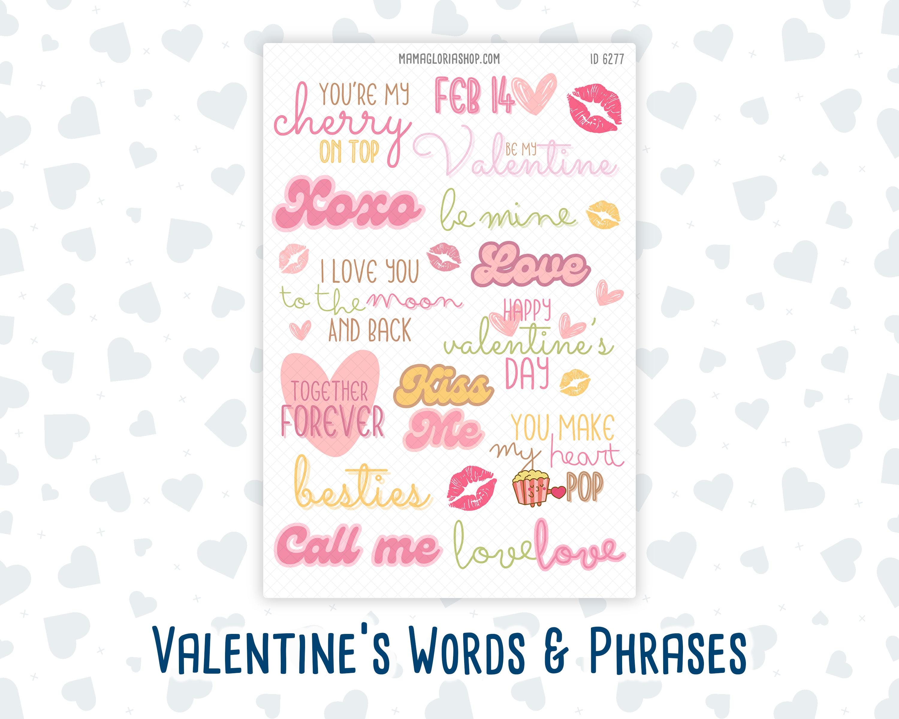 Clipart - Valentine's Words&Phrases - For Planners - Journals ...