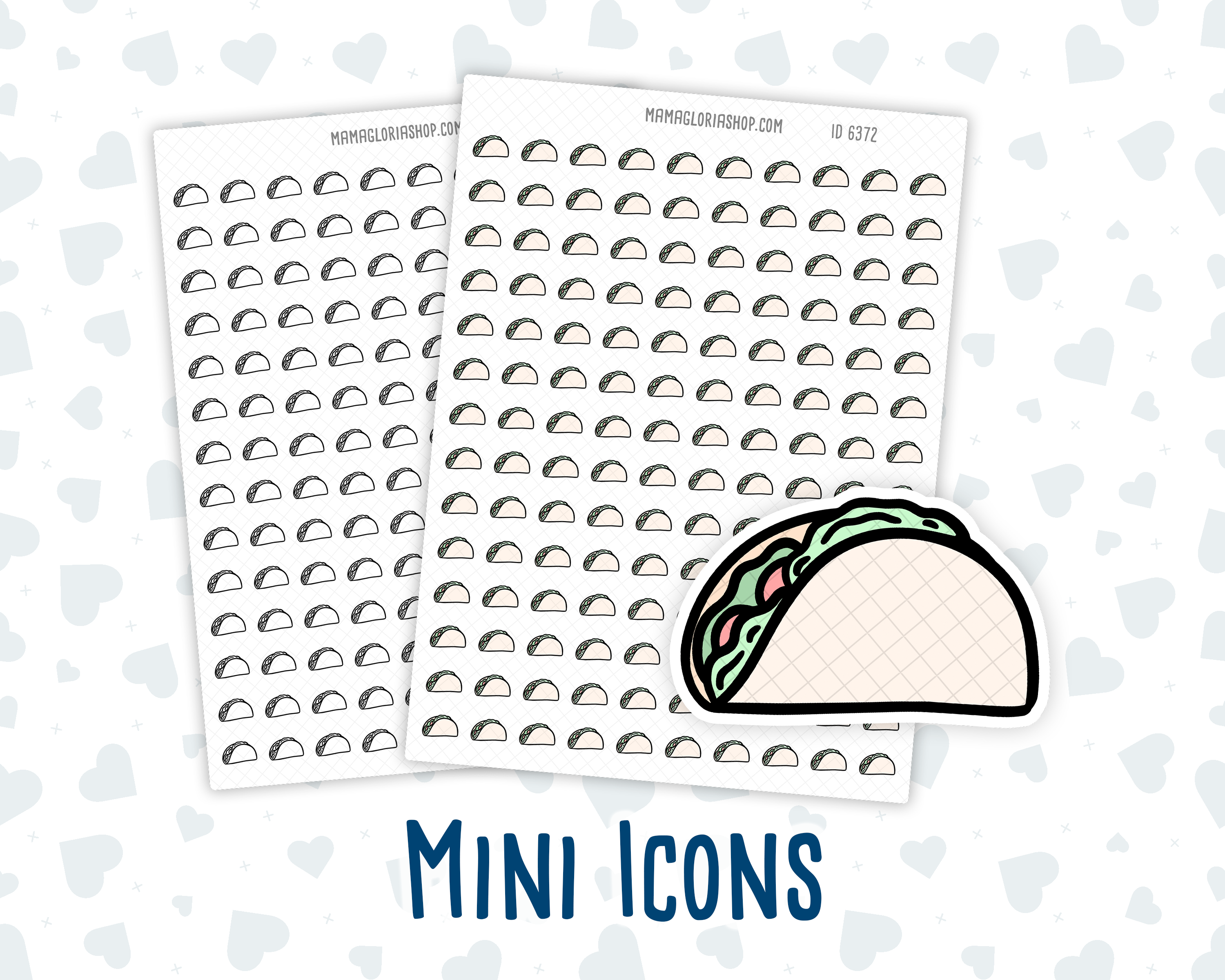 Taco - Food- Meal Tracker - Mini Doodle Icon-Sticker – mamagloriashop