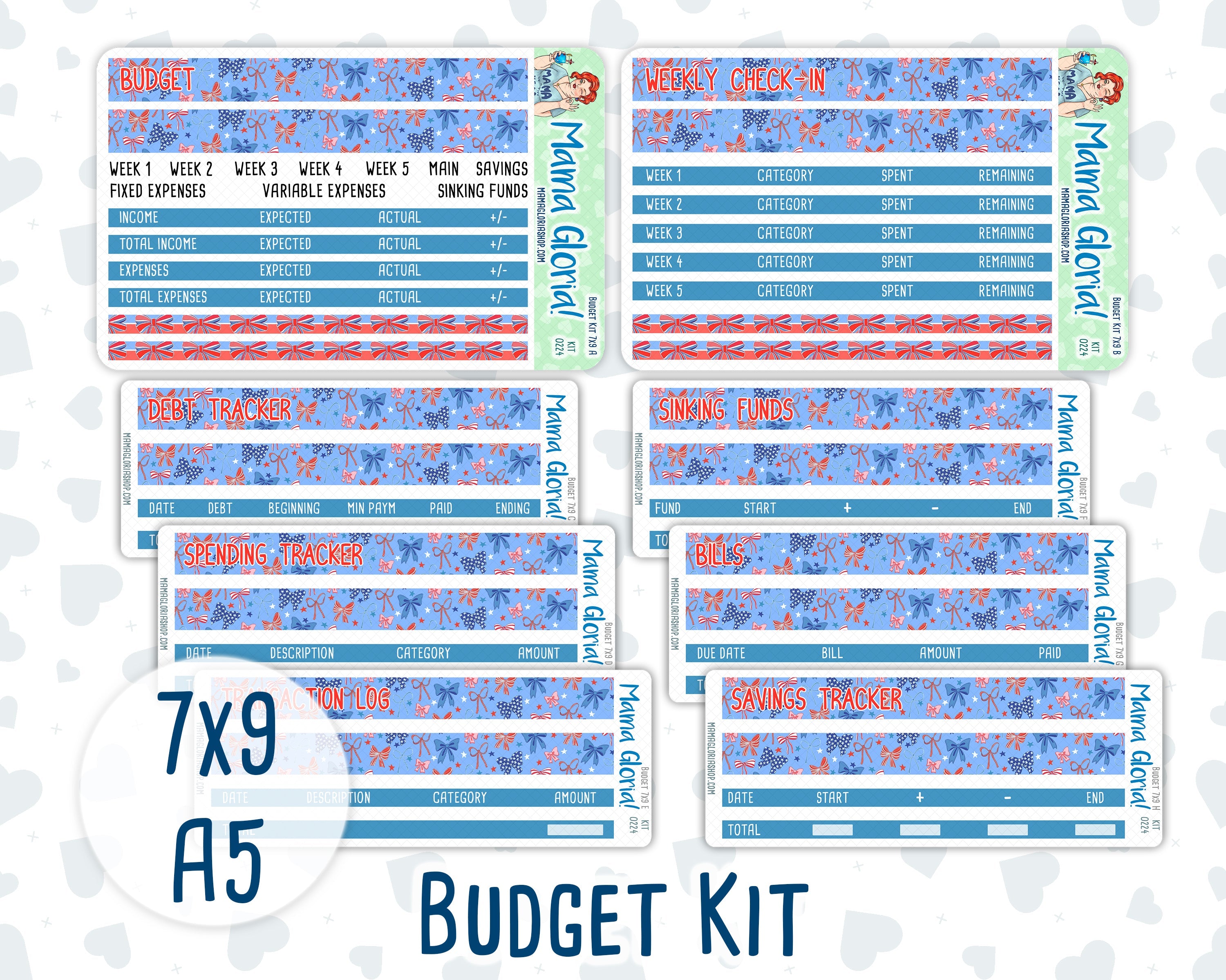 Kit 0224 - Budget - For 7x9 & A5 Planners | Notebooks - July - Patriot ...