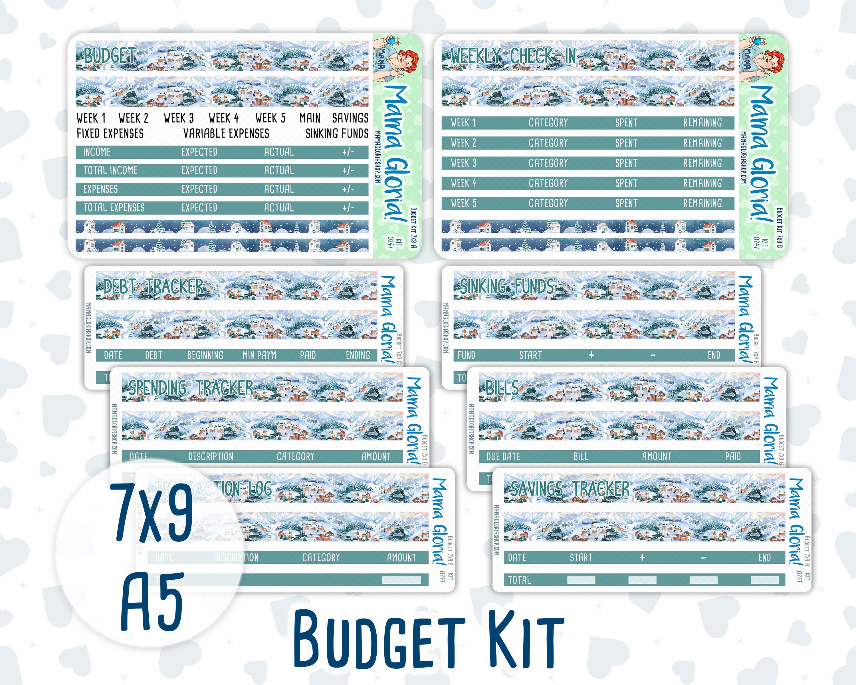 Kit 0247 - Budget - For 7x9 & A5 Planners | Notebooks - December - Sno ...