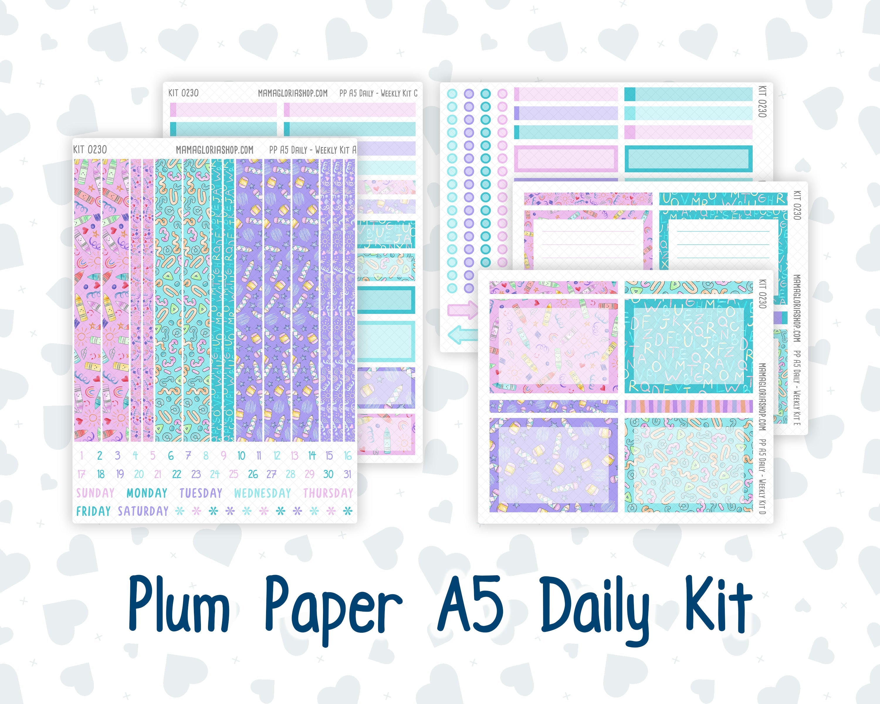 Kit 0230 - A5 - Plum Paper Daily - Weekly Kit - August - School Daze ...