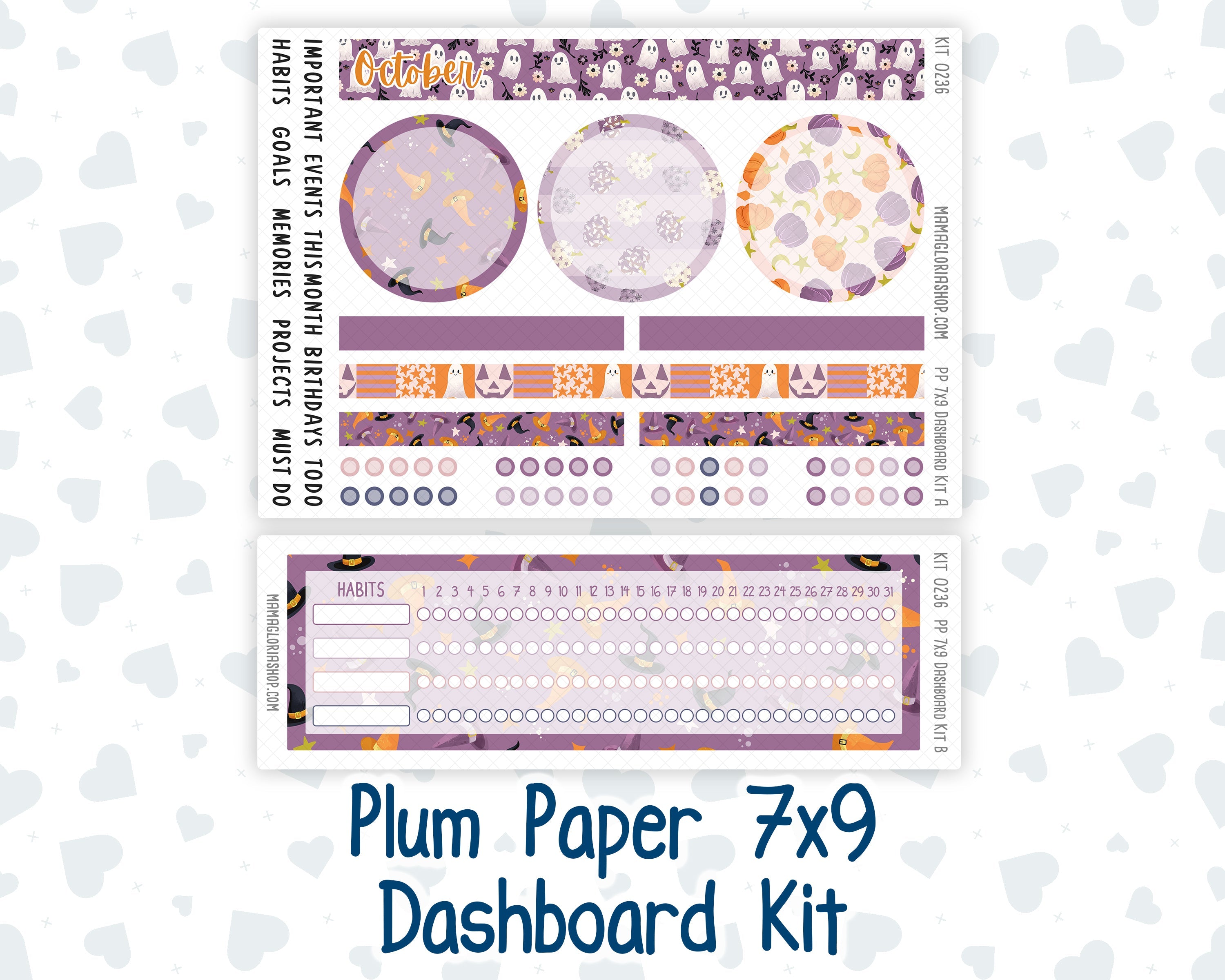 Kit 0236 - 7x9 - Plum Paper - Dashboard Kit - October - Sweet & Spooky ...