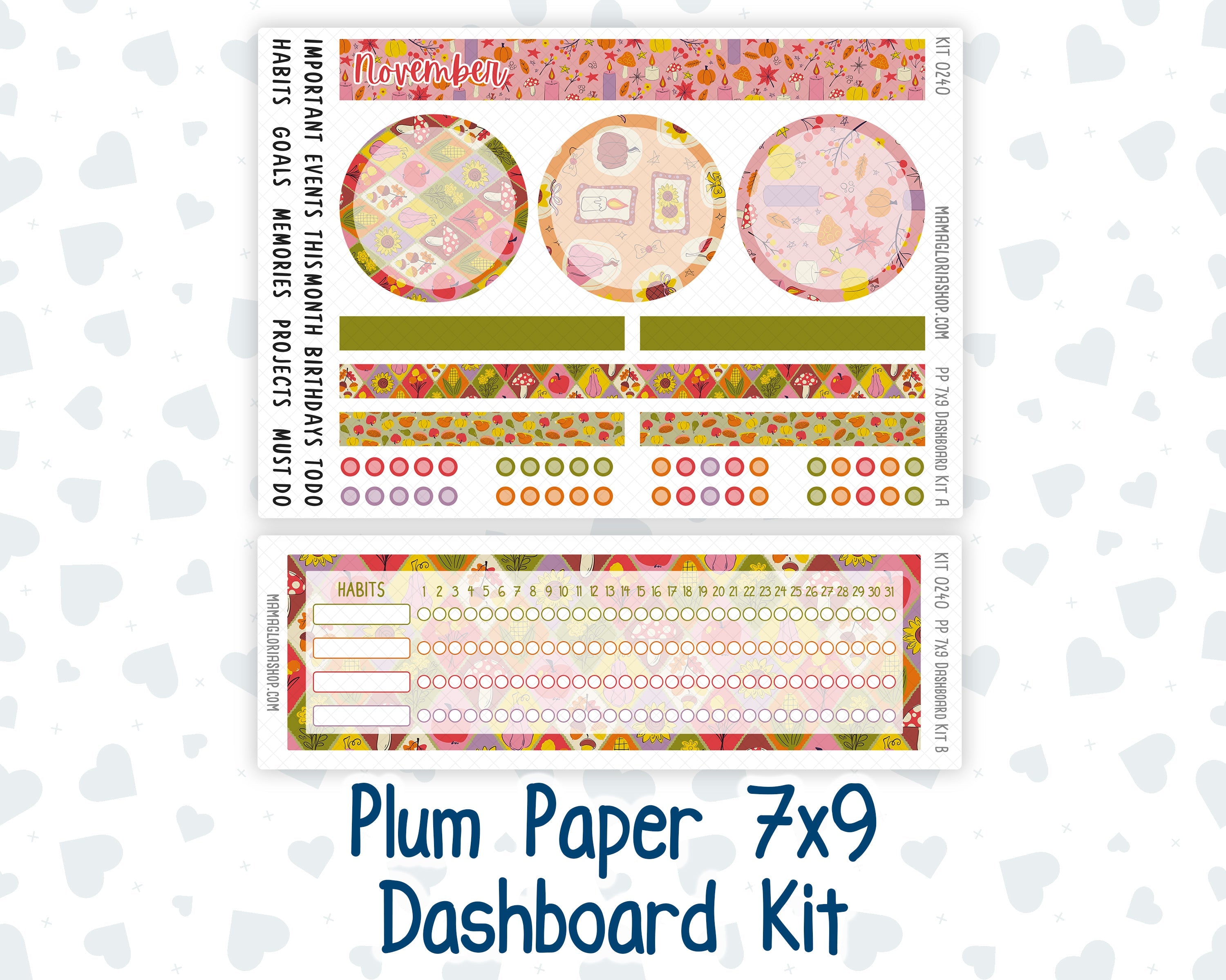 Kit 0240 - 7x9 - Plum Paper - Dashboard Kit - November - Cozy Thanksgi ...