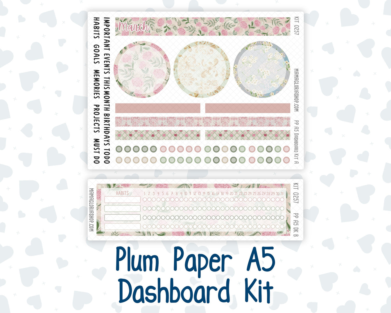 Kit 0257 - A5 - Plum Paper - Dashboard Kit - March - Blush Garden ...