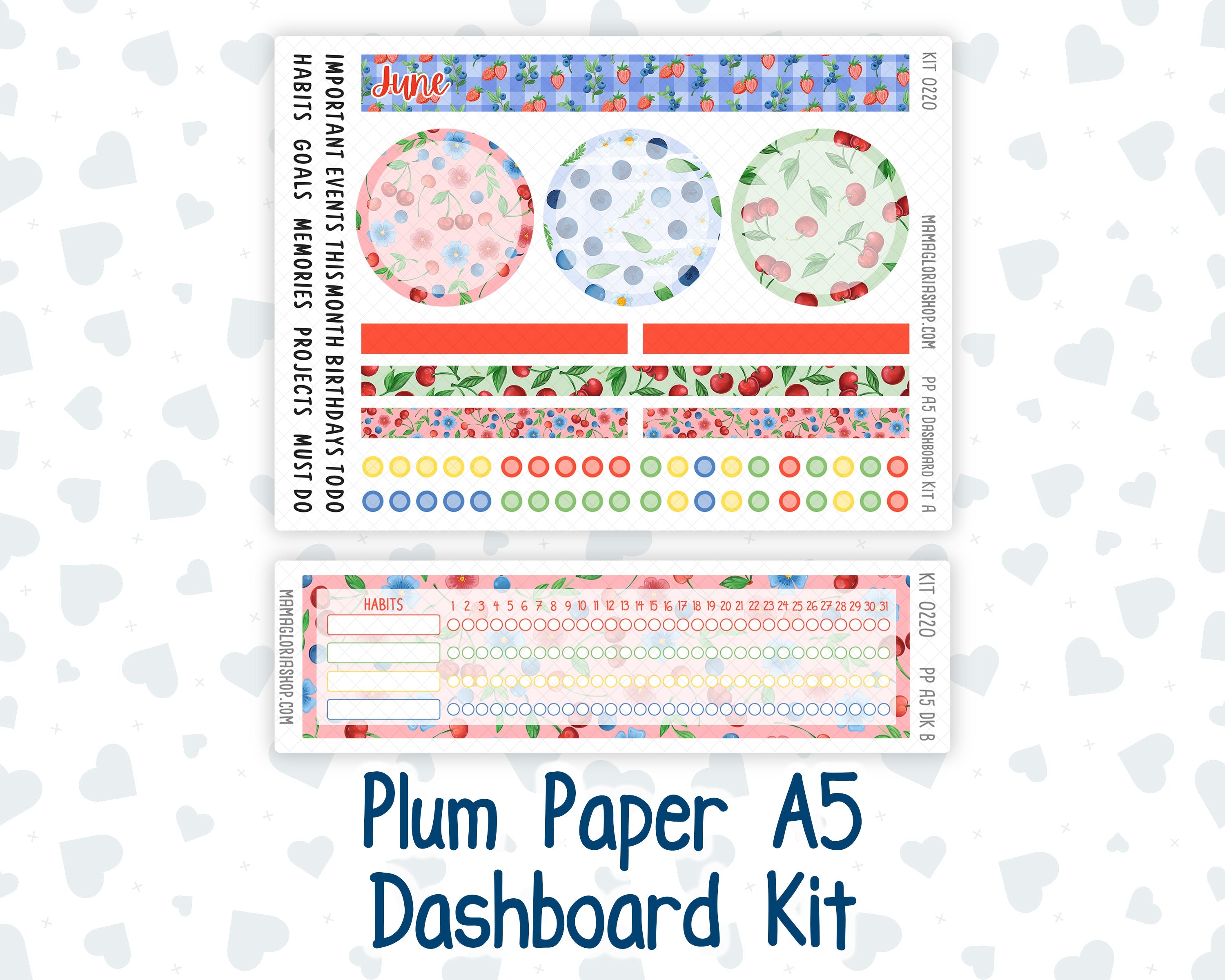 Kit 0220 - A5 - Plum Paper - Dashboard Kit - June - June Berries ...