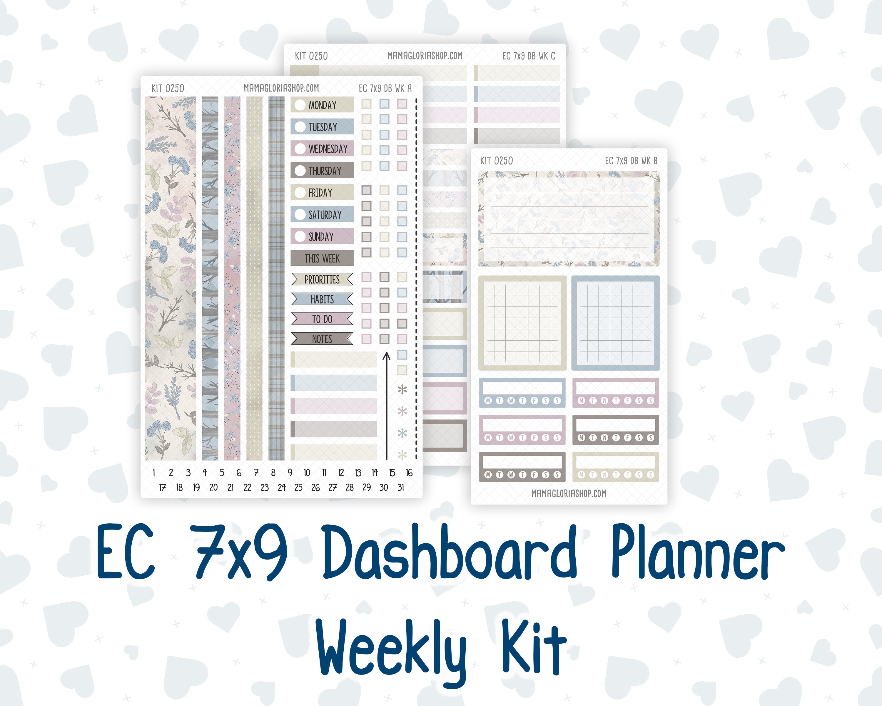 Kit 0250 - 7x9 - EC Dashboard Planner - Quiet January – mamagloriashop