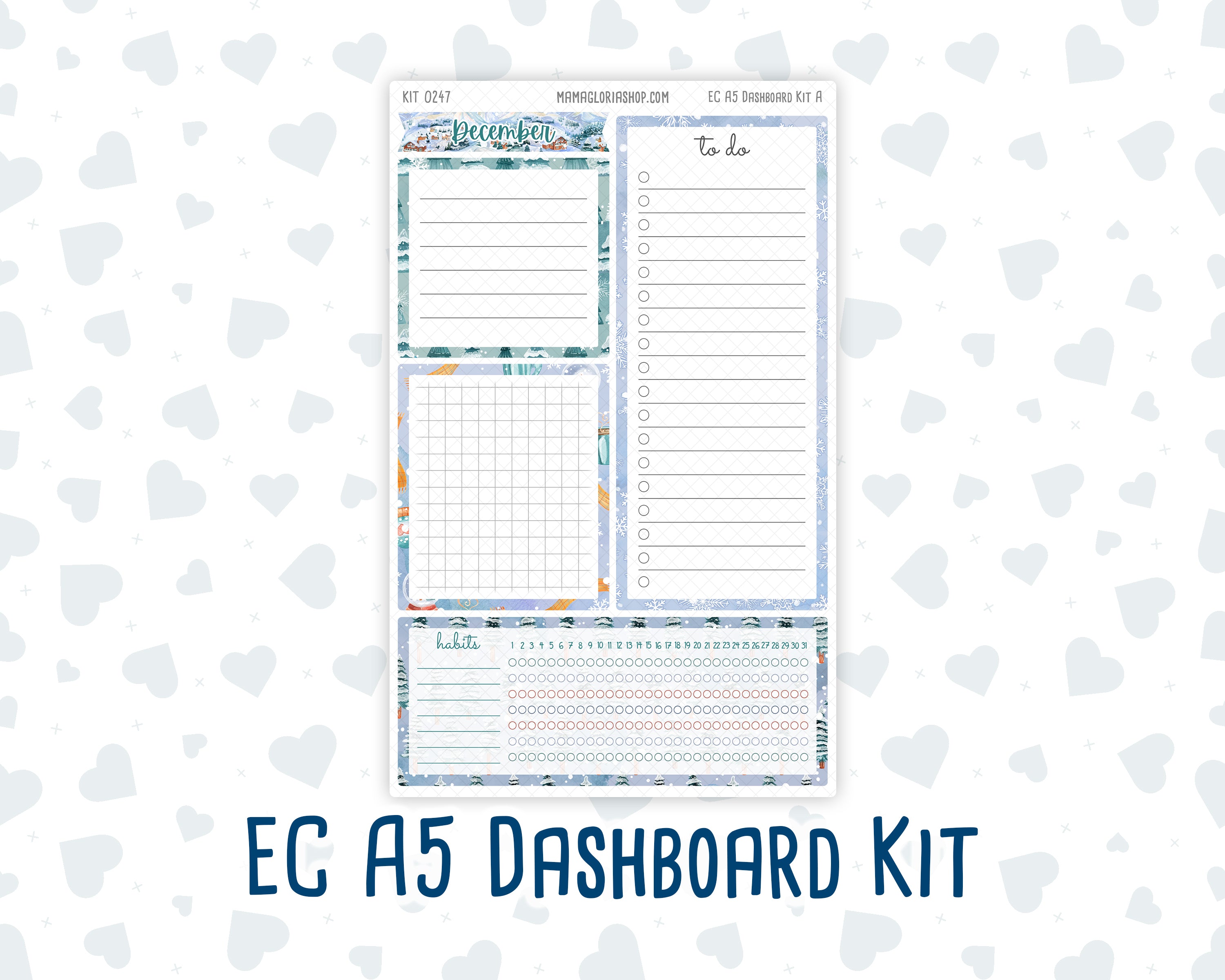 Kit 0247- A5 - EC Notes Pages - December -Snow Day Adventures - Dashbo ...
