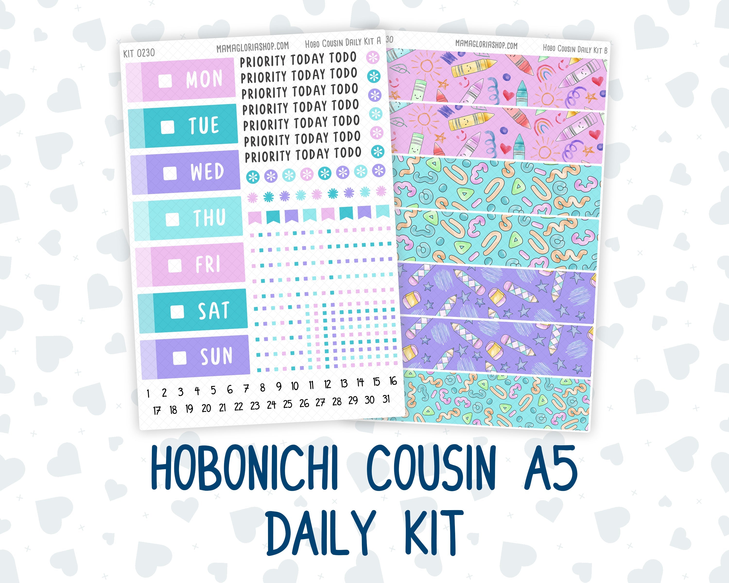 Kit 0230 - Hobonichi Cousin - Daily Kit - August - School Daze ...