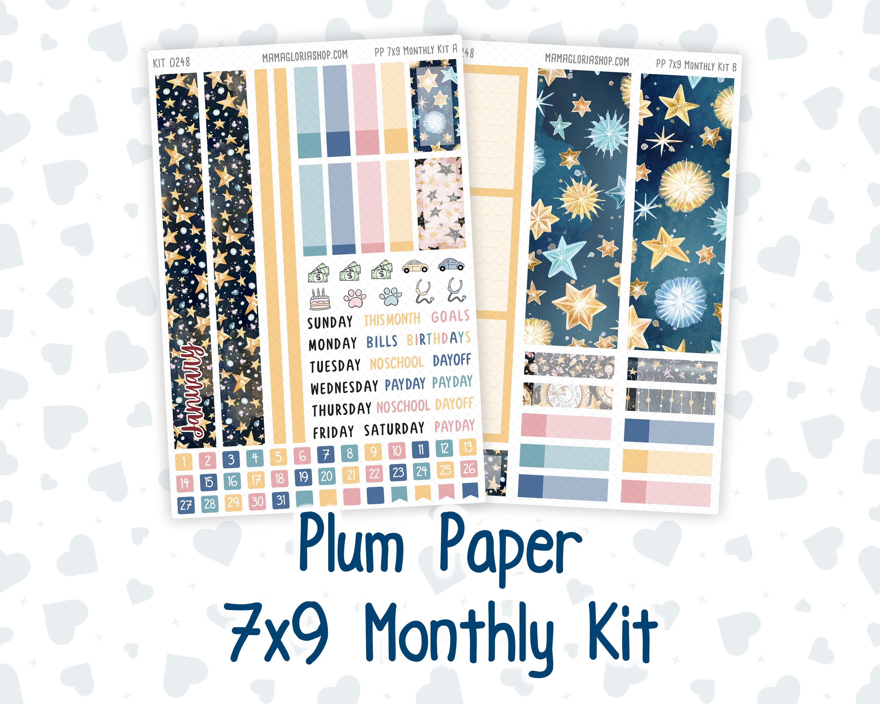 Kit 0248 - 7x9 - Plum Paper - Monthly Kit - January - Midnight Countdo ...