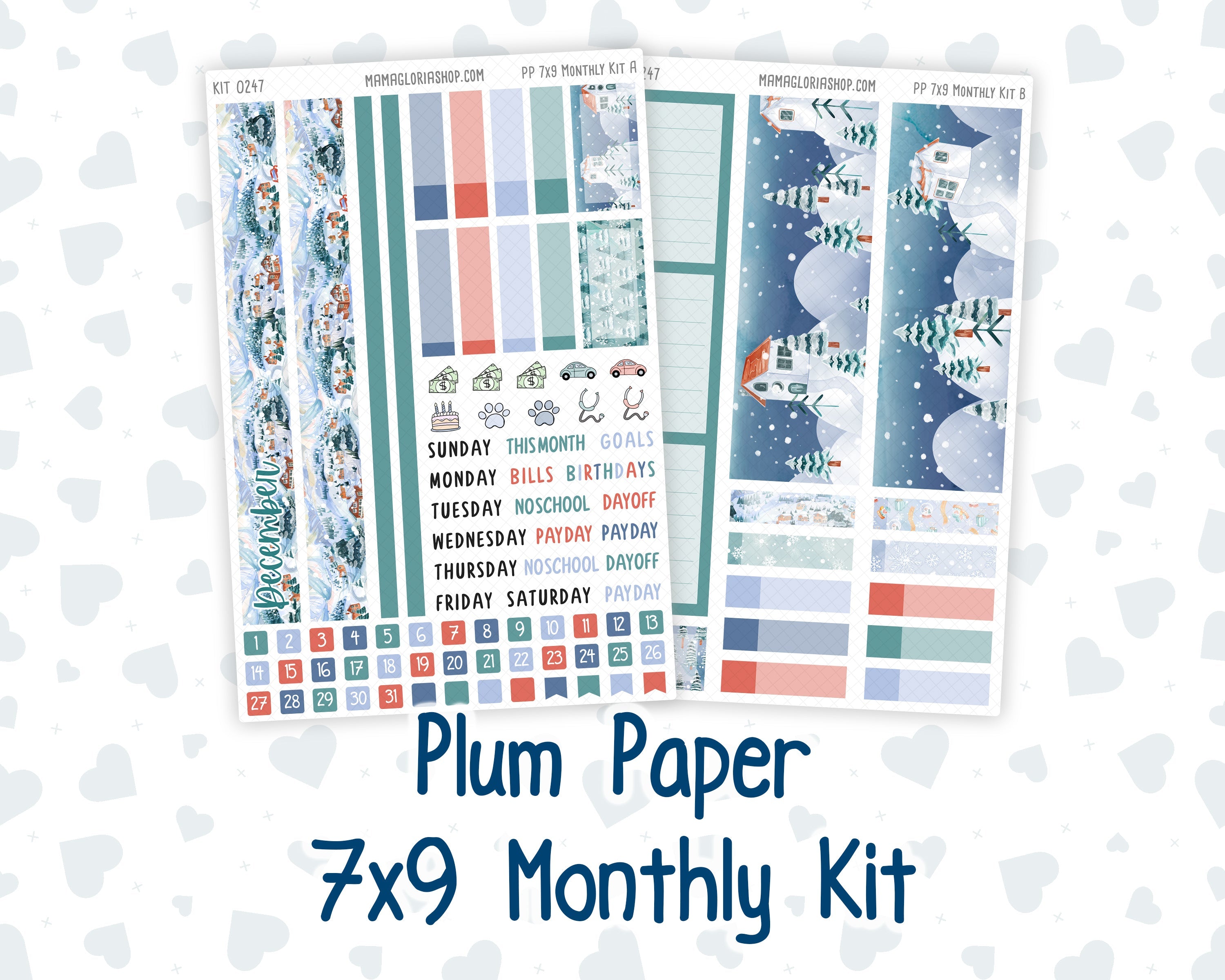 Kit 0247 - 7x9 - Plum Paper - Monthly Kit - December - Snow Day Advent ...