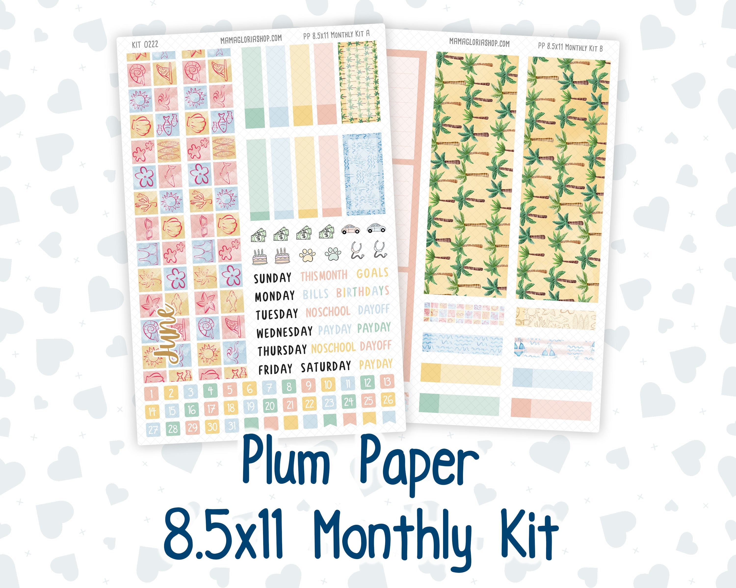 Kit 0222 - 8.5x11 - Plum Paper - Monthly Kit - June - Beach Day ...