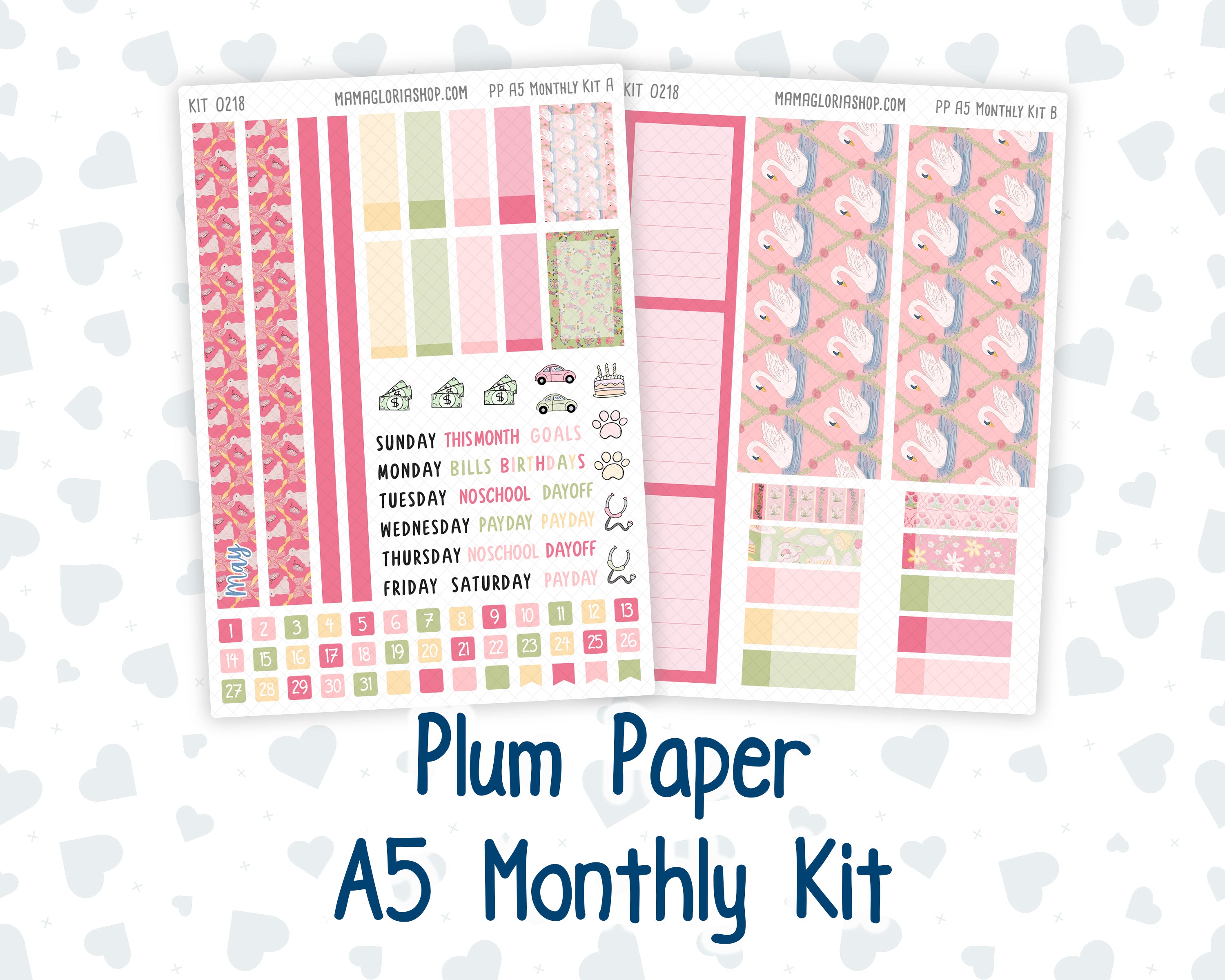 Kit 0218 Plum Paper A5– Monthly - Mother's Love- May – mamagloriashop