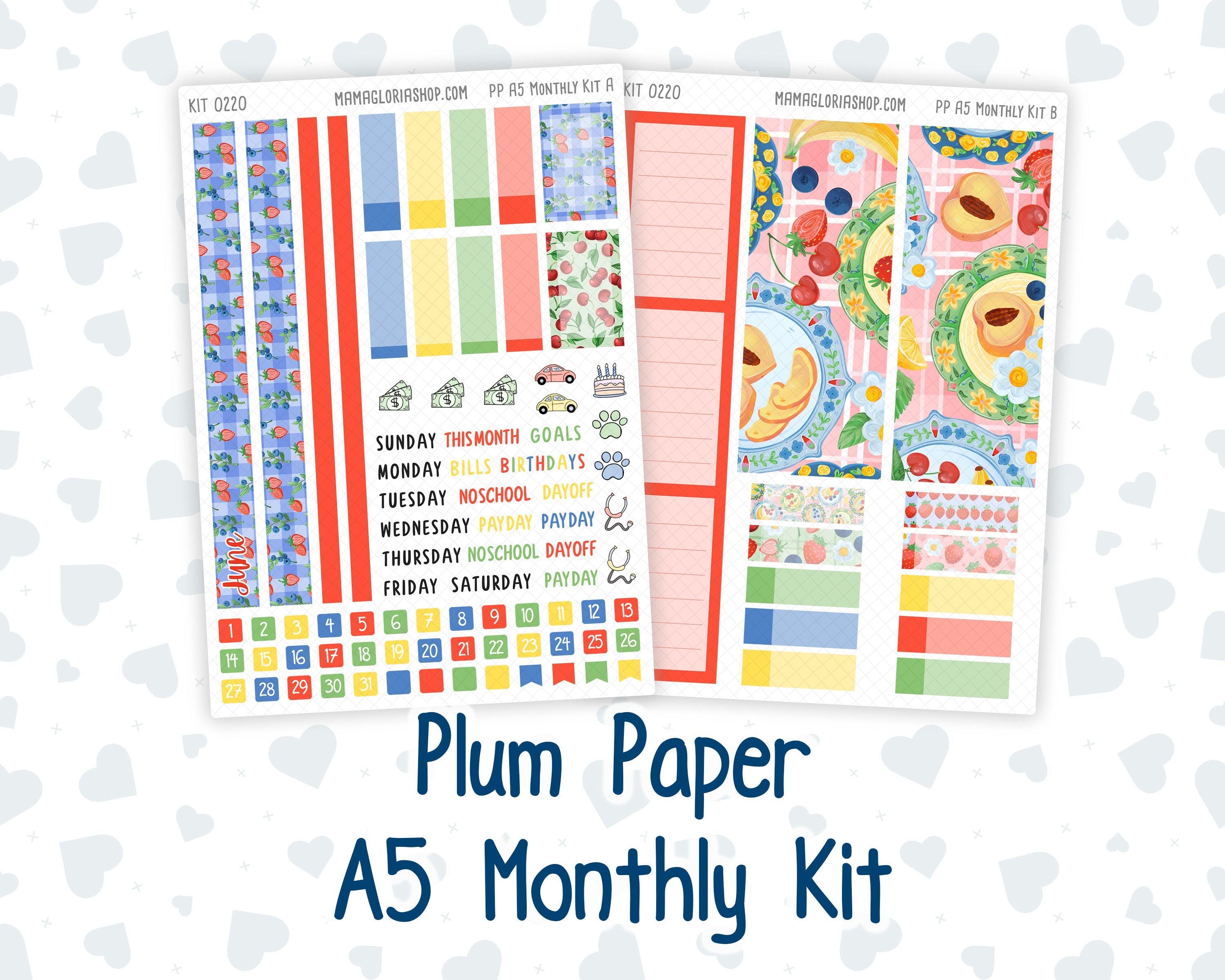 Kit 0220 - A5 - Plum Paper - Monthly Kit - June - June Berries ...