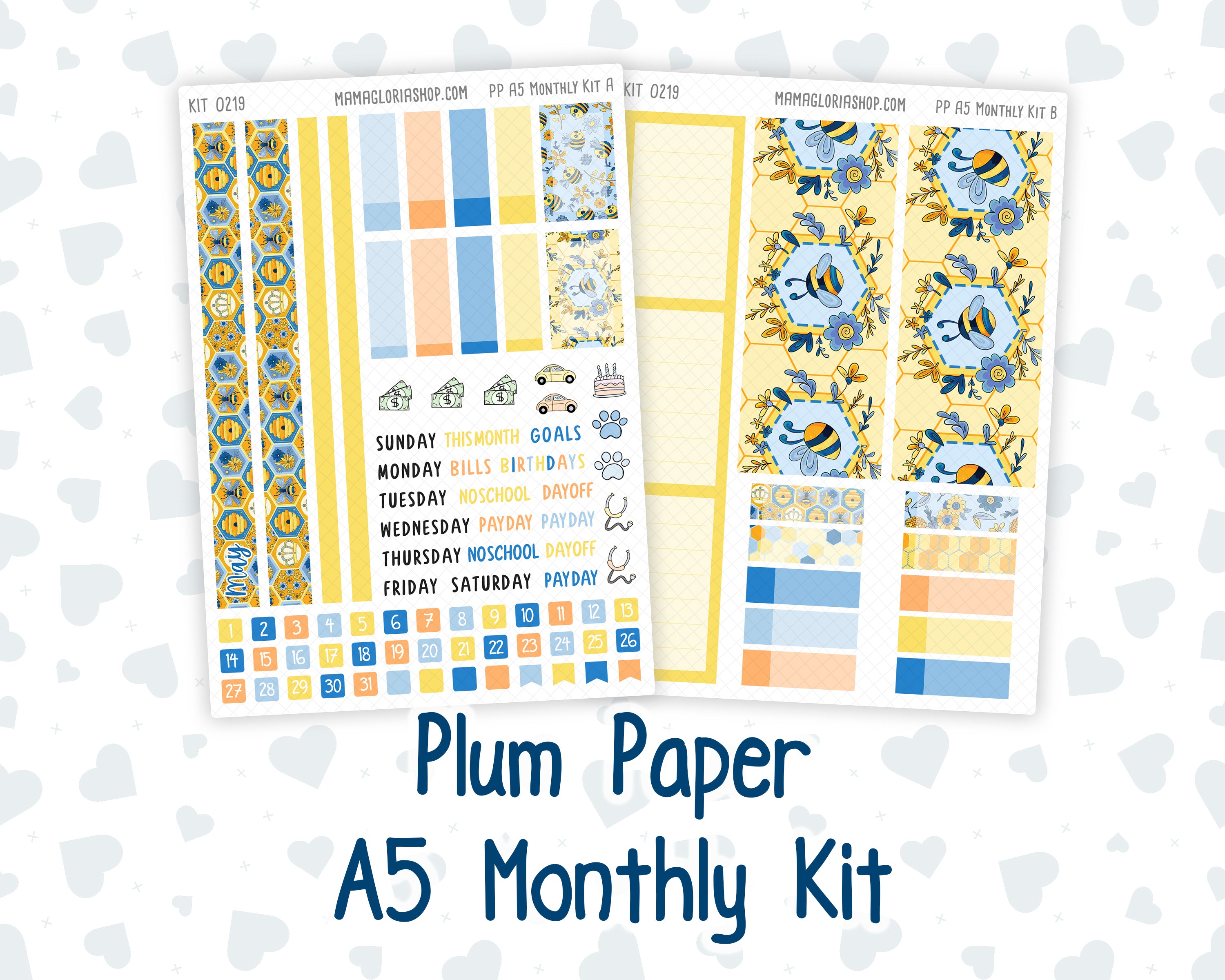 Kit 0219 Plum Paper A5– Monthly - Bee's Business- May – mamagloriashop