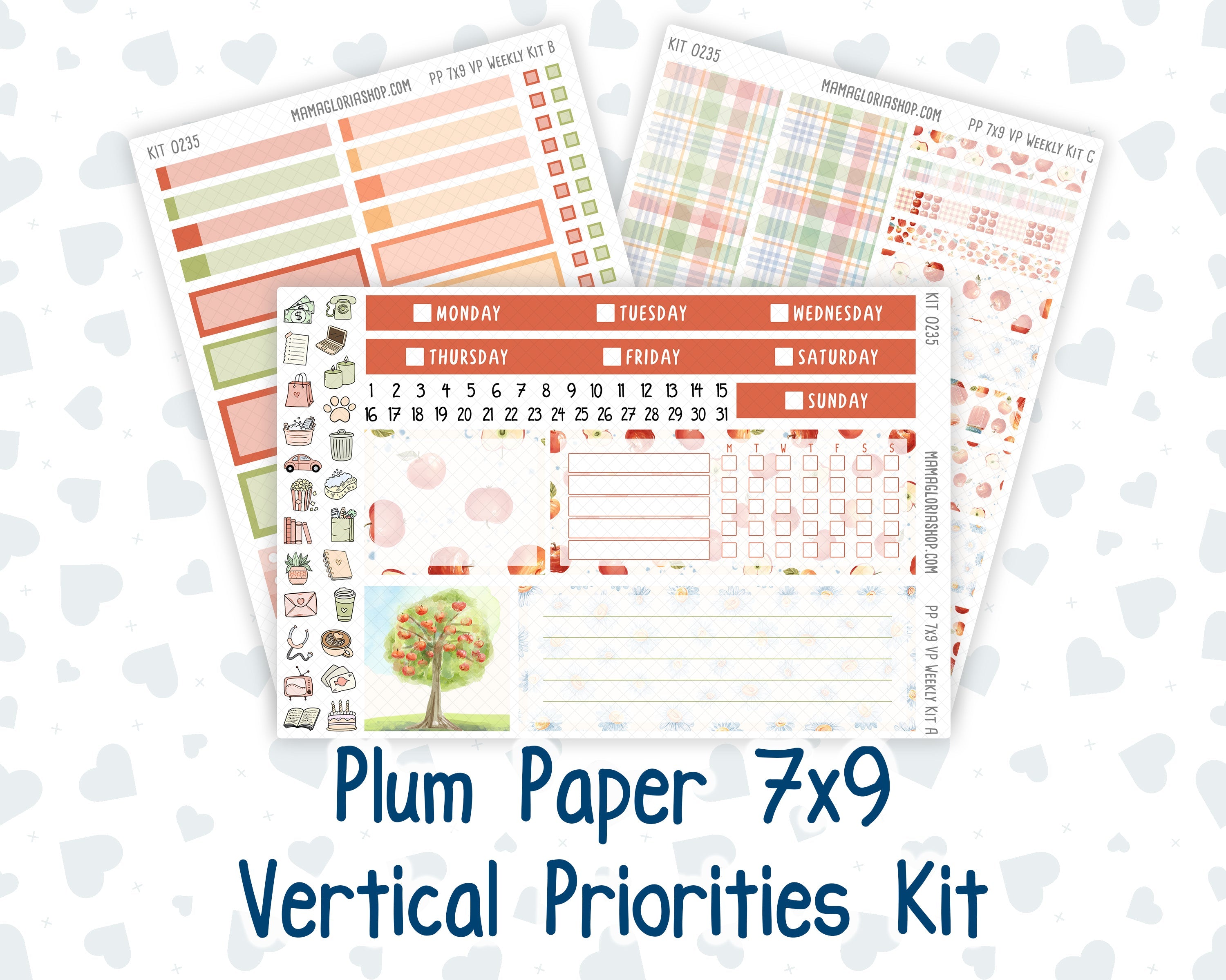 Kit 0235 - 7x9 - Vertical Priorities - Plum Paper - Weekly Kit - Septe ...