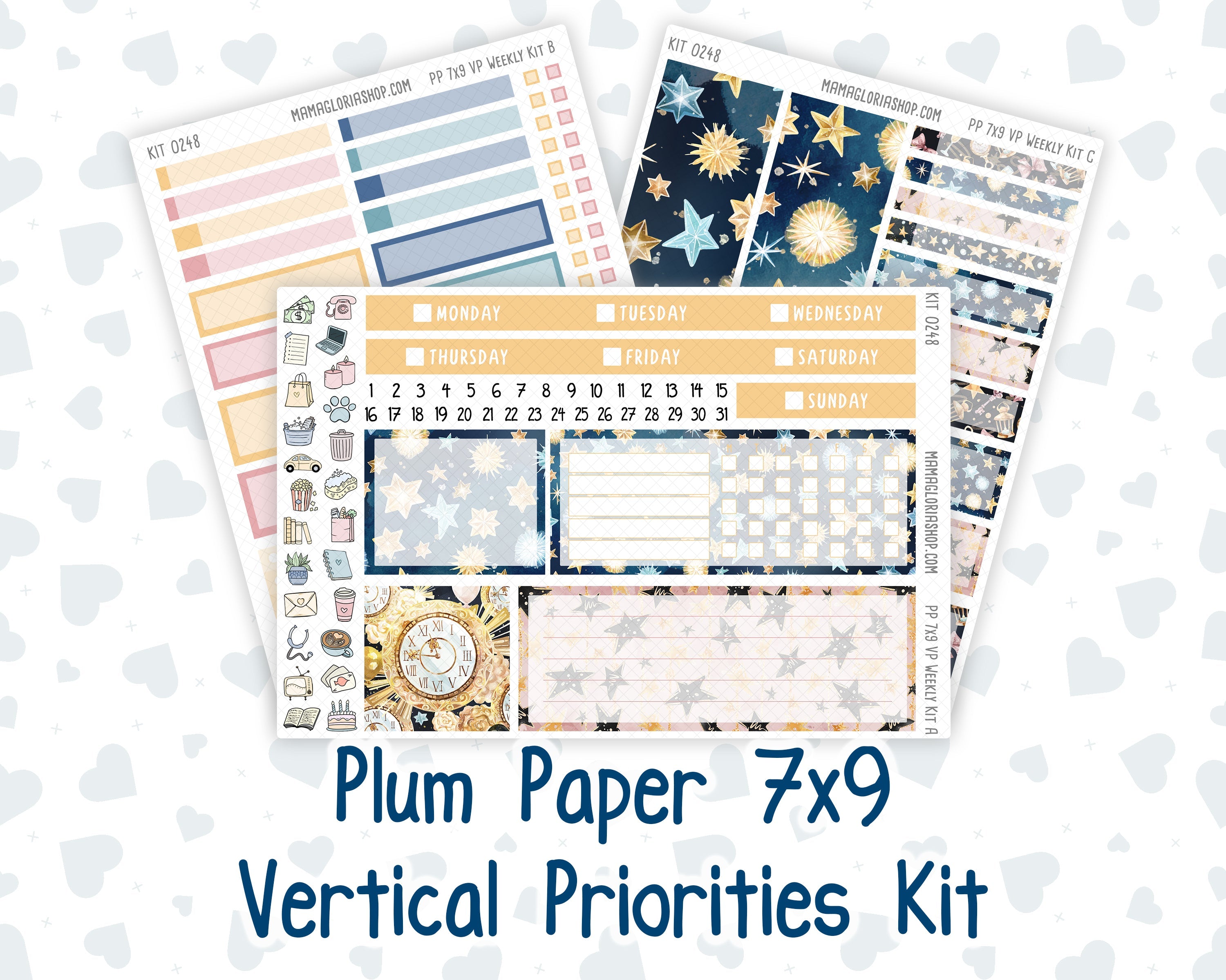 Kit 0248 - 7x9 - Vertical Priorities - Plum Paper - Weekly Kit - Janua ...