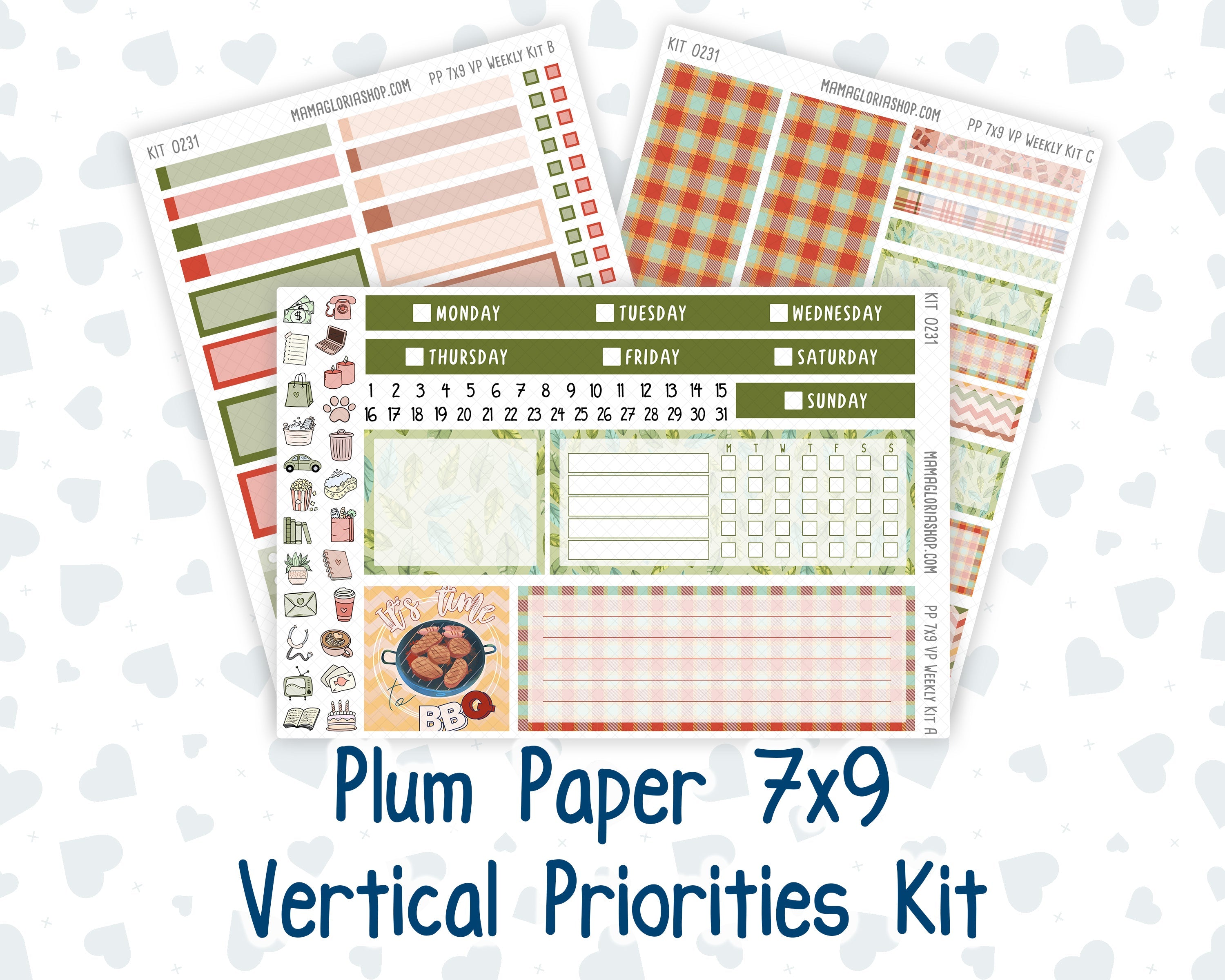 Kit 0231 - 7x9 - Vertical Priorities - Plum Paper - Weekly Kit - Augus ...