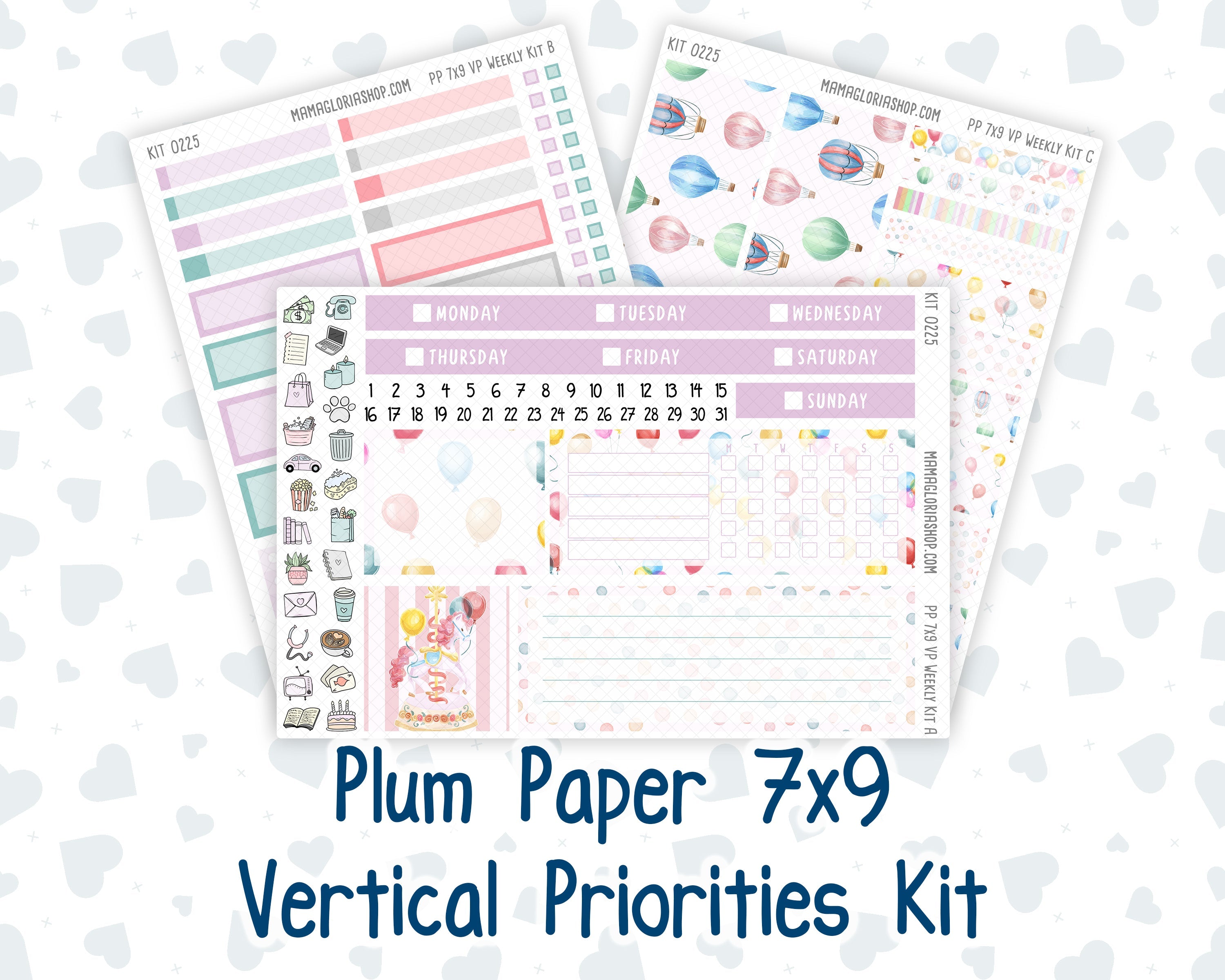 Kit 0225 - 7x9 - Vertical Priorities - Plum Paper - Weekly Kit - July ...