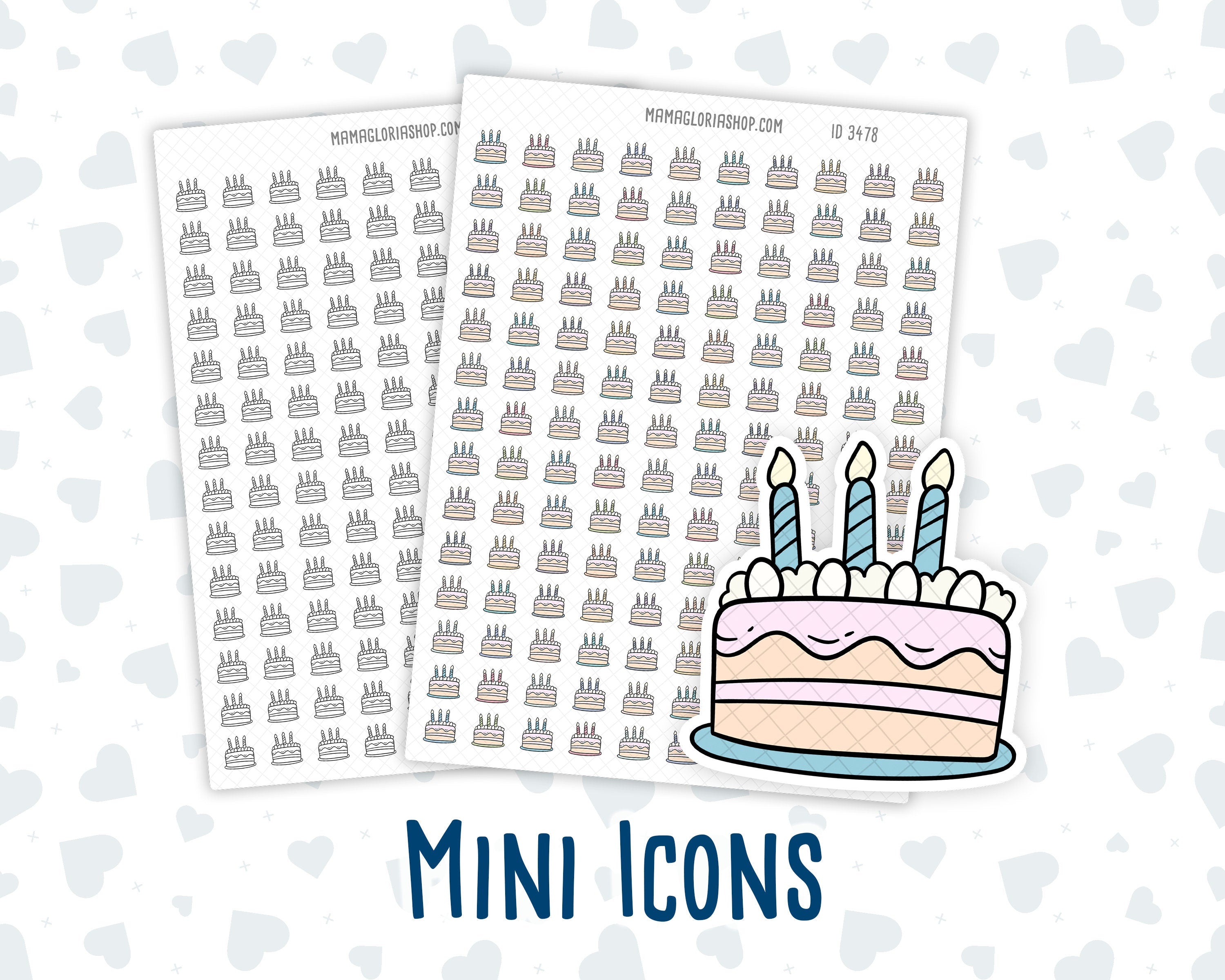 Birthday Cake - Doodle Icon Sticker – mamagloriashop
