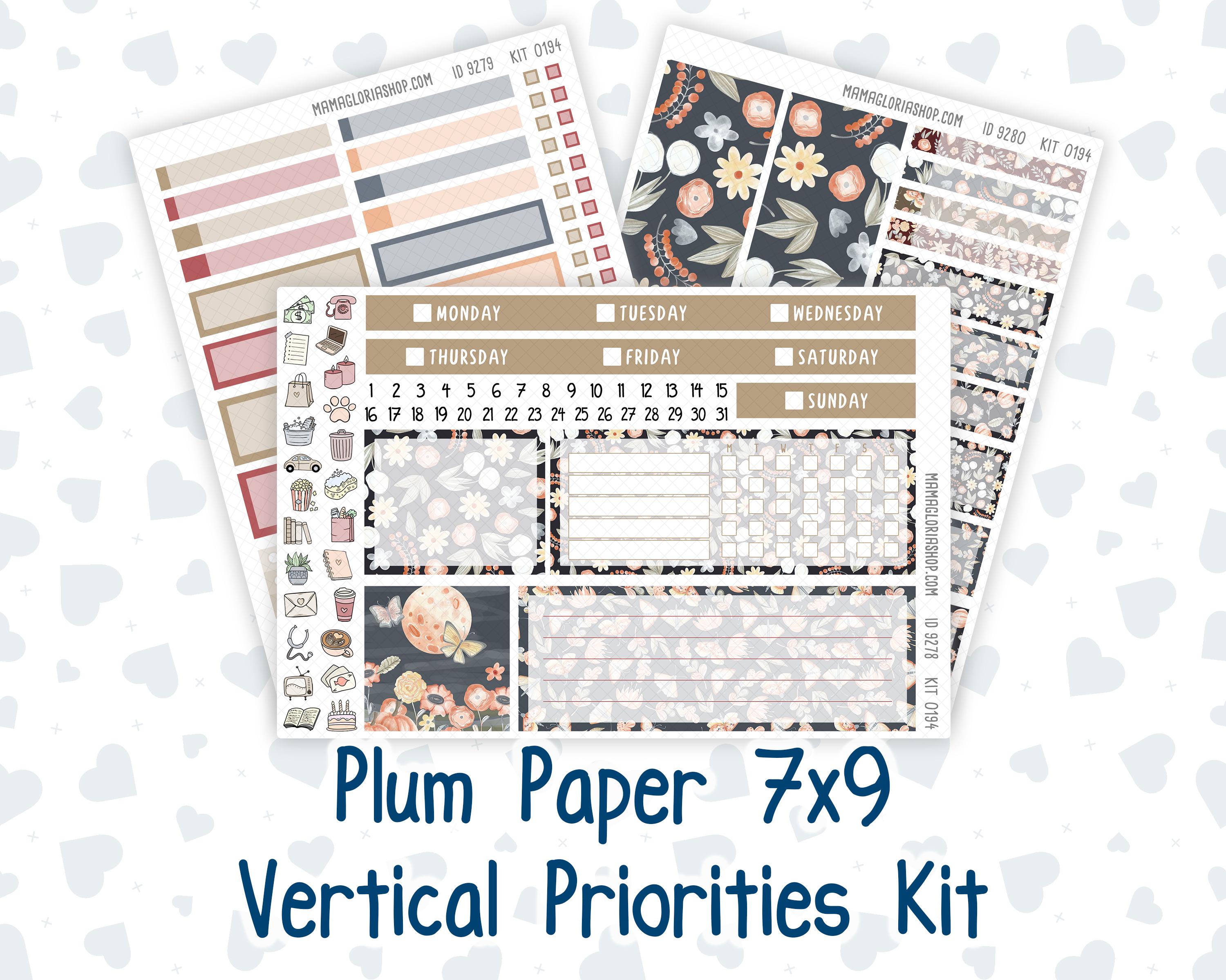 Kit 0194 7x9 Plum Paper Vertical Priorities - Floral Dreams - November ...