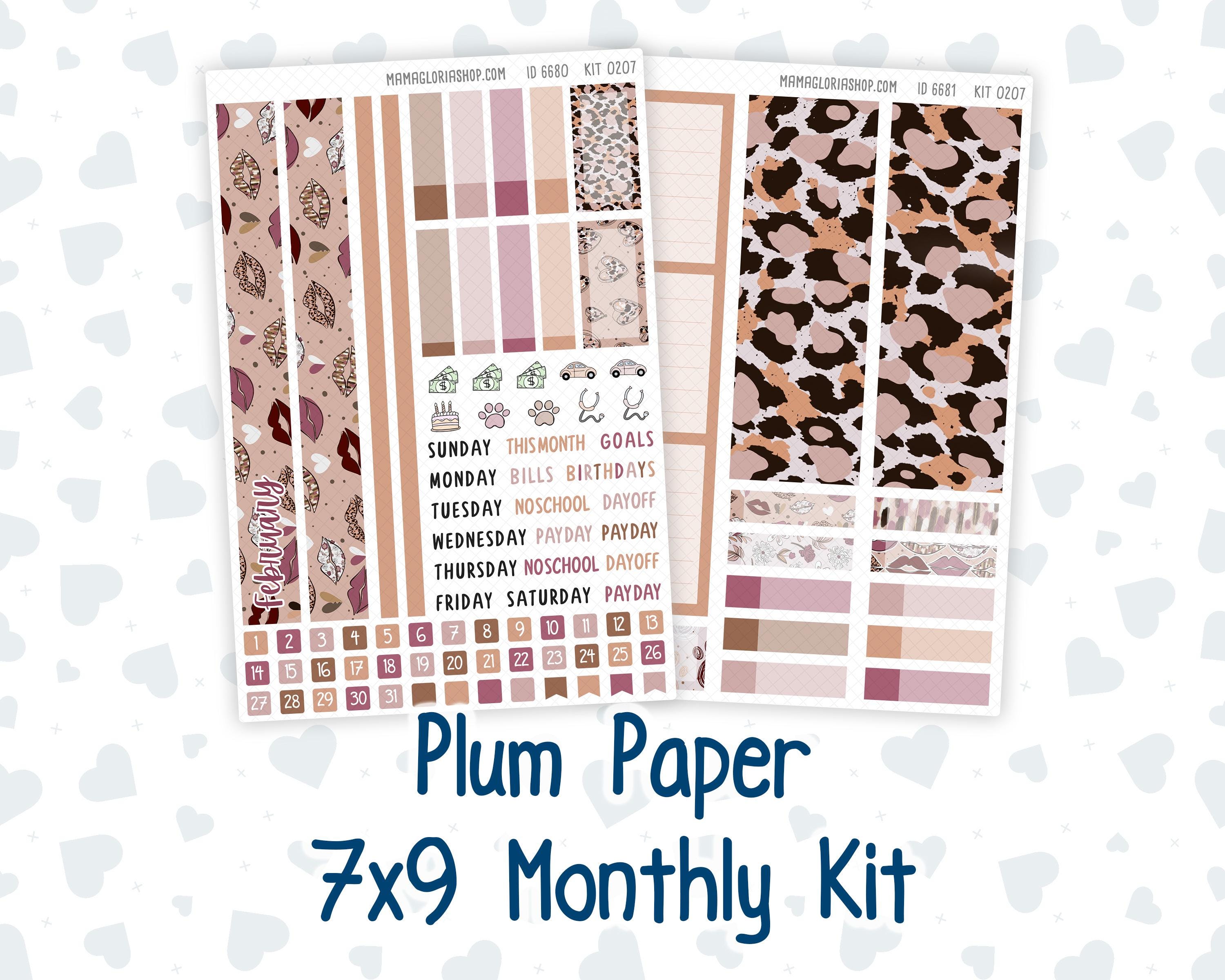 Kit 0207 Plum Paper 7x9 – Monthly - Wild Love - February – mamagloriashop