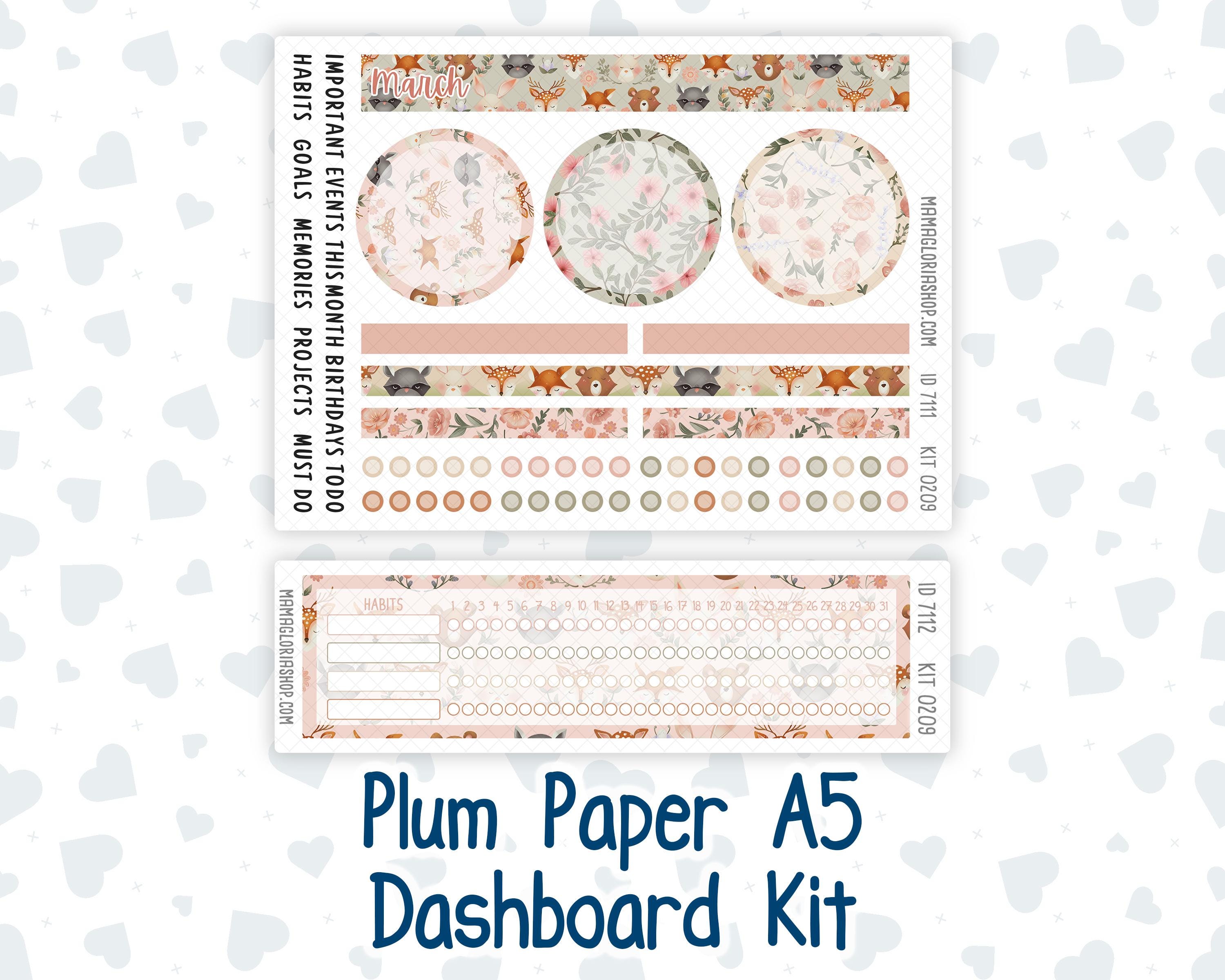 Kit 0209 Plum Paper A5– Dashboard - Forest Friends - March – mamagloriashop