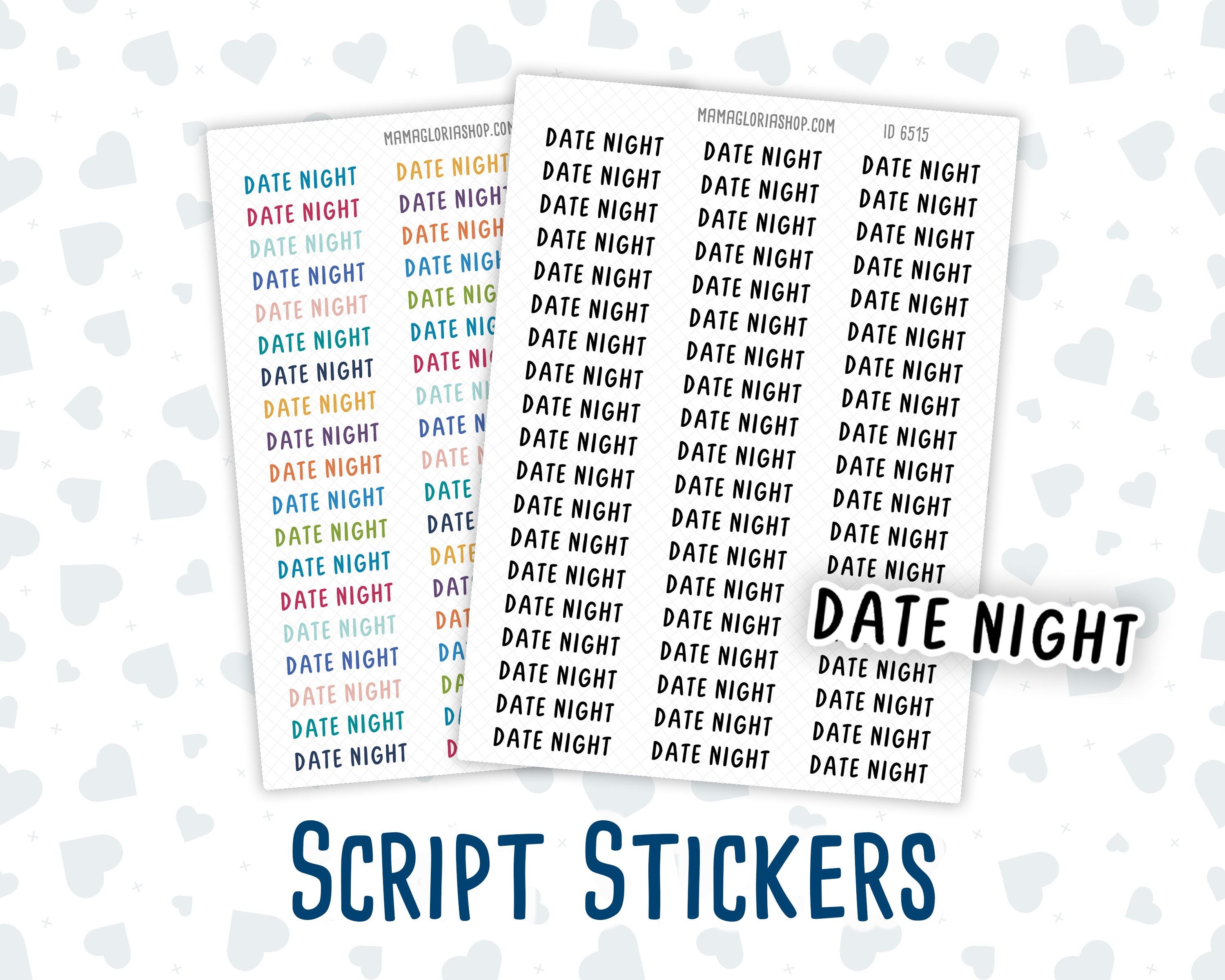 Date Night - Script Stickers For Planners - Headers – mamagloriashop