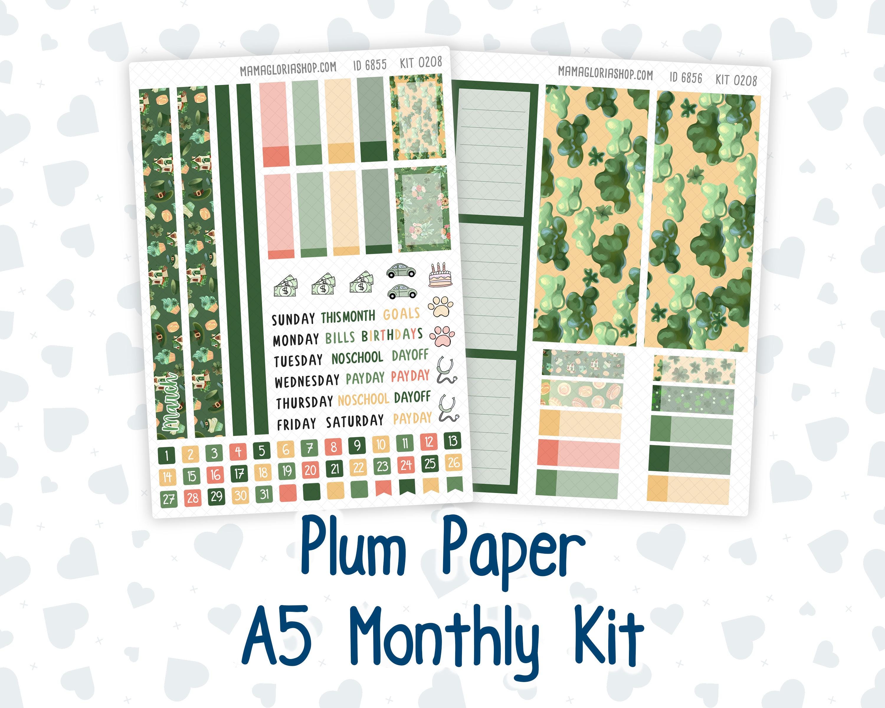 Kit 0208 Plum Paper A5– Monthly - Shamrock Lane - March – mamagloriashop