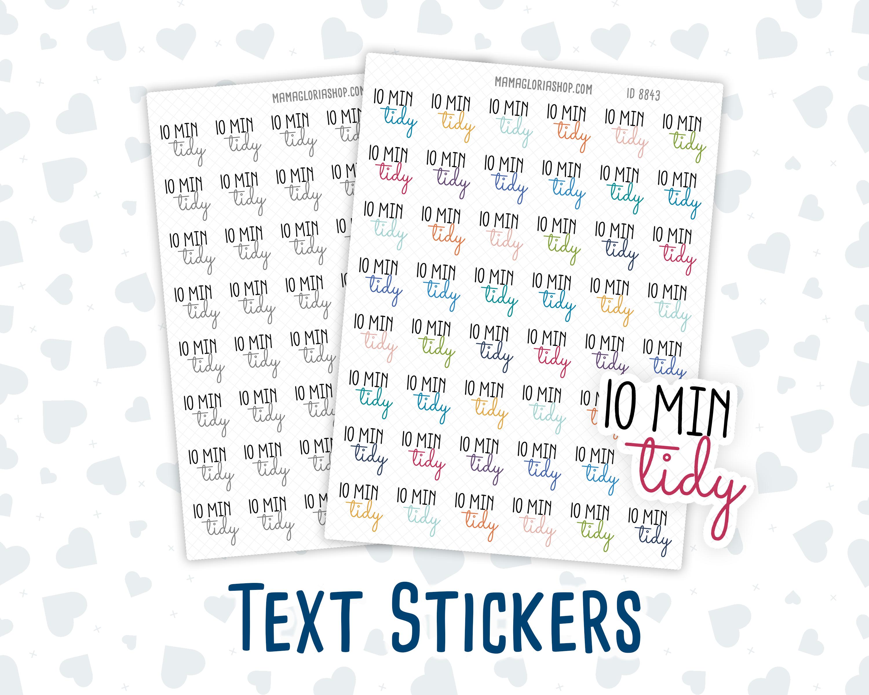 10 Min Tidy - Text Stickers For Planners - Handwritten – mamagloriashop