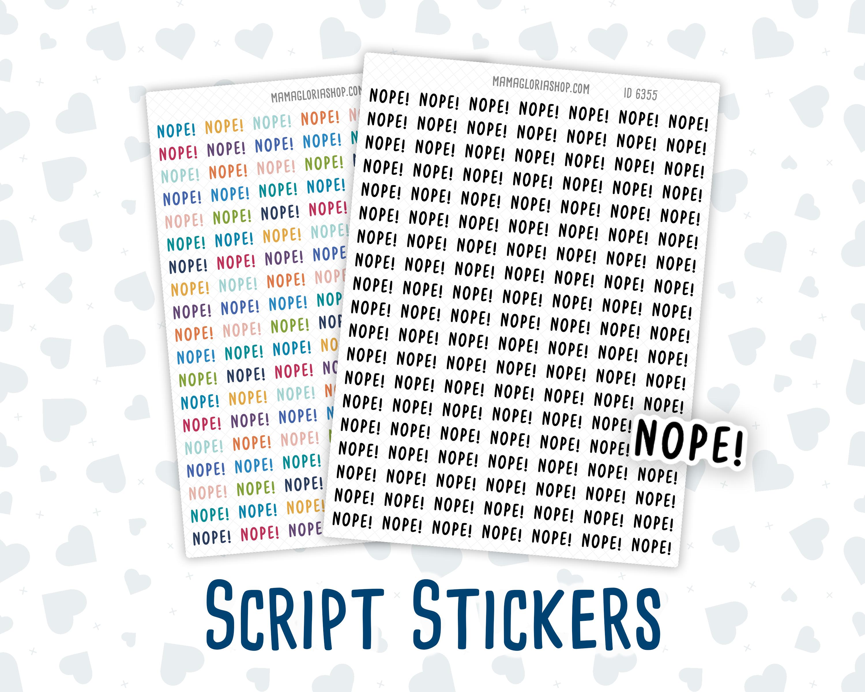 Nope! - Script Stickers For Planners - Headers – mamagloriashop
