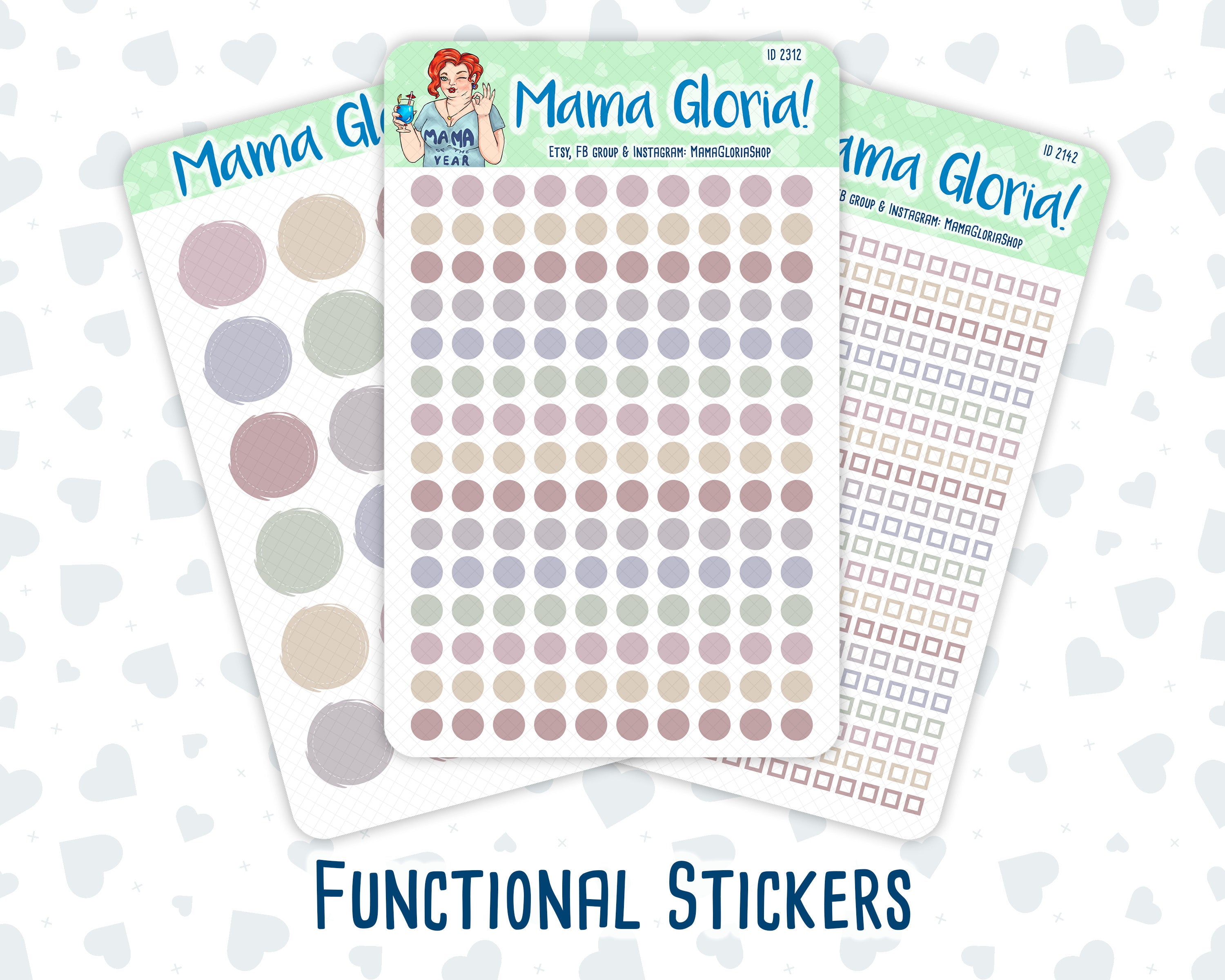 Functional Sticker Pack - Wildflowers Colors - Checkboxes - Dots - Cir ...